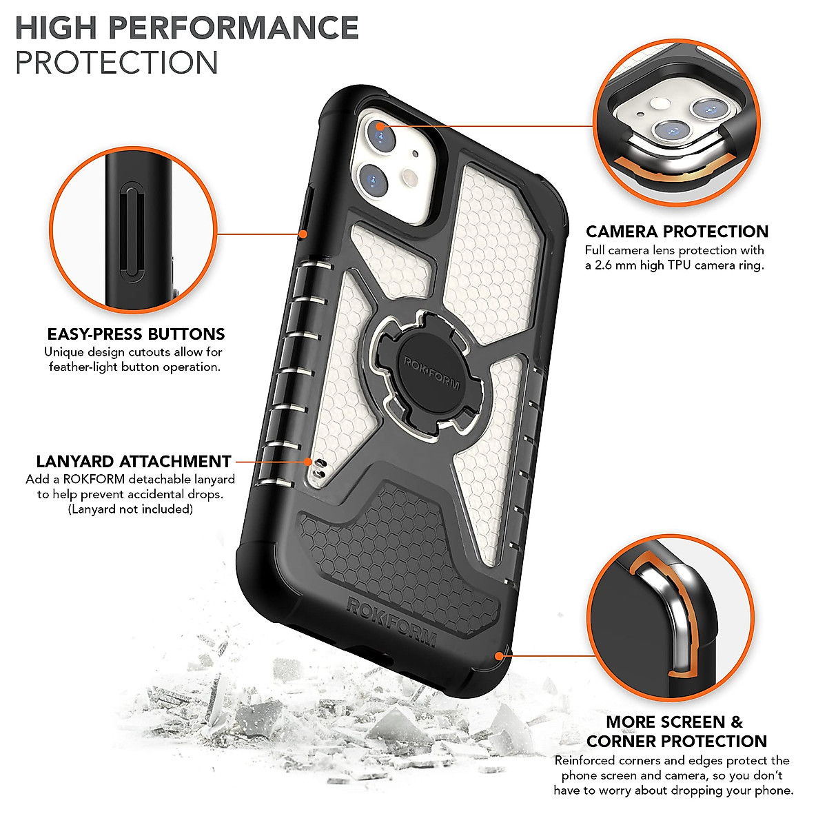 ROKFORM - iPhone 11 Case, Clear Apple Cases, Magnetic iPhone Cover with RokLock Quad Tab Twist Lock, Dual Magnet, Drop Tested Armor, Slim Crystal Series (Clear) (306120P)