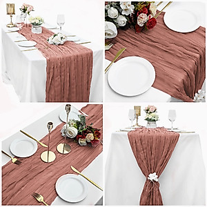 8 Pack Dusty Blush Cheesecloth Table Runner 10Ft Gauze Cheese Cloth 35x120 Inch Boho Table Runner Romantic Table Runner Long Table Cover for Wedding Bridal Shower Fall Thanksgiving Christmas Décor