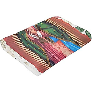 Virgin Mary Our Lady of Guadalupe Virgen De Guadalupe Blankets Flannel Fleece Blanket Soft Lightweight Plush Christmas Throw Blankets for Women Men Kid Warm Cozy 50"x40" Microfiber Blankets for Bed