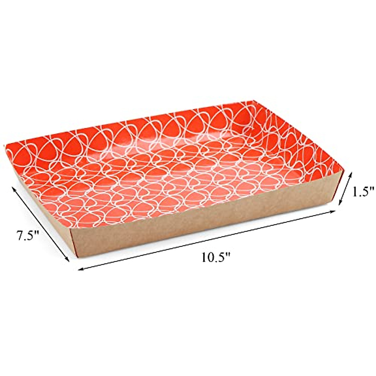 Fasmov 80 Pack Big Food Serving Tray, Lunch or Cafeteria Food Tray, Serving Boats for Nachos, Fries, Hot Corn Dogs, and More, 10.5” x 7.5” x 1.5”