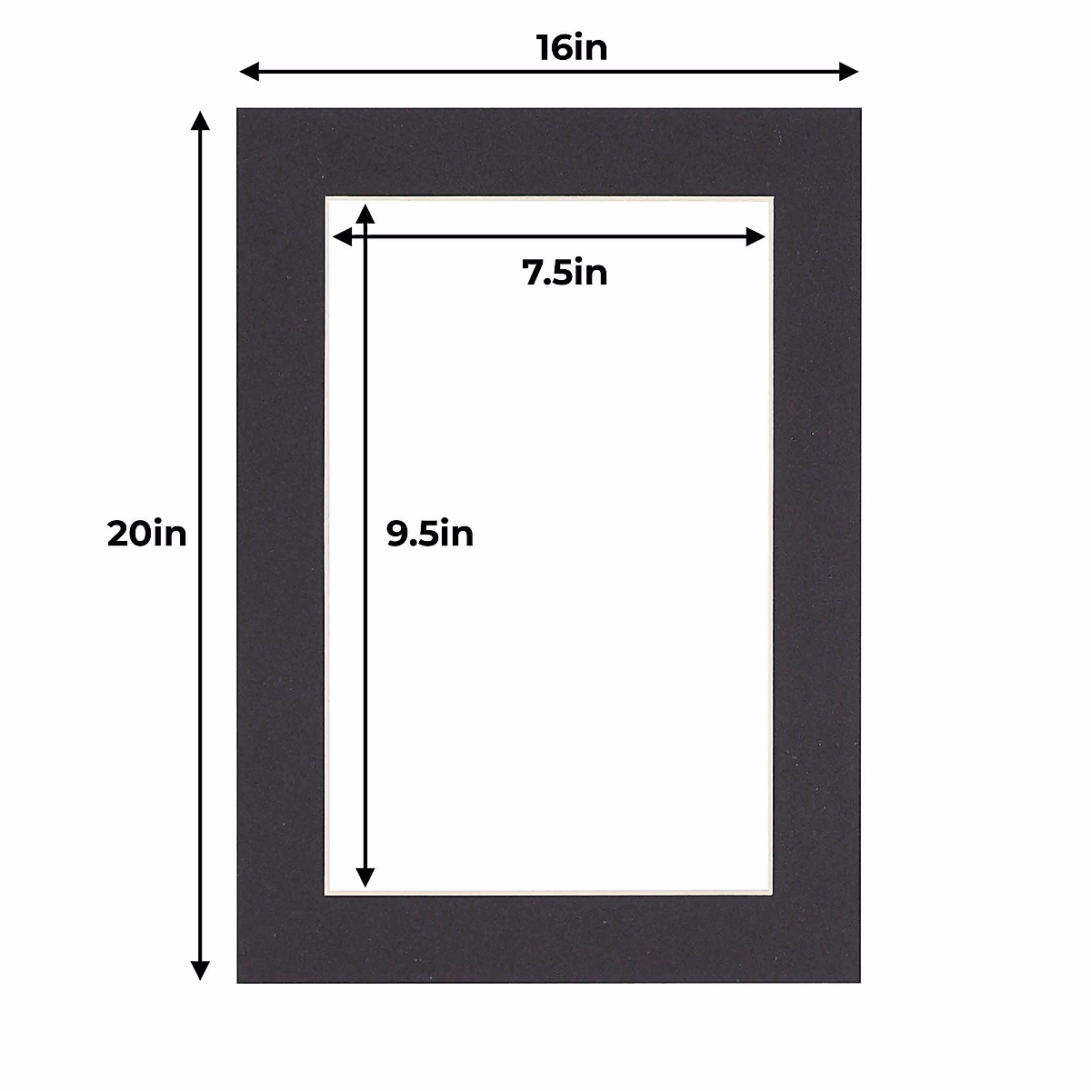 8x10 Mat for 16x20 Frame - Precut Mat Board Acid-Free Black 8x10 Photo Matte Made to Fit a 16x20 Picture Frame, Premium Matboard for Family Photos, Show Kits, Art, Picture Framing, Pack of 1 Mat