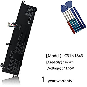 Anepoch C31N1843 Laptop Battery Replacement for ASUS VivoBook S14 S432FA S432FL Vivobook S15 S532 S532FA S532FL X432FA X432FL X432FLC X532FA X532FL X532FLC S432FA-EB008T 11.55V 42Wh 3640mAh