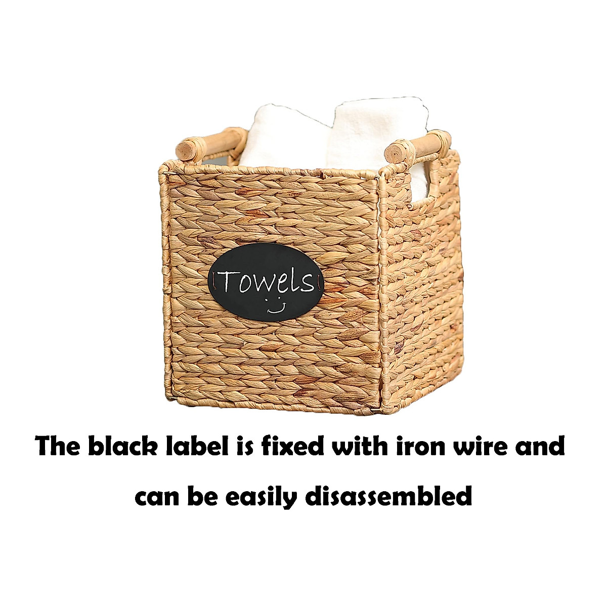 Ellinia Wicker Storage Basket, Water Hyacinth Storage Cube for Shelves, Large Woven Laundry Organizer, Hand Woven Storage Bins, 11 x 11 x 11.8 Inch, 4 - Pack