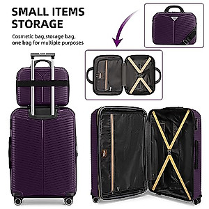 LEAVES KING LARVENDER Luggage Sets 5 Piece, Expandable(Only 24"&28") PP Suitcase with Spinner Wheels, Durable Luggage Sets Clearance Carry On Luggage Suitcase Set For Women Men, Purple