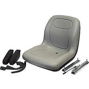 One New Gray Seat with Slide Rails & Arms Fits Ariens, Bad Boy, Craftsman, Dixon, Everride, Fits Exmark, Grasshopper, Gravely, Fits Husqvarna, Fits Kubota, Land Pride, Simplicity, Snapper, Fits Toro,
