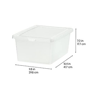IRIS USA 17 Qt Clear Storage Box, BPA-Free Plastic Stackable Bin with Lid, 12 Pack, Containers to Organize Shoes and Closet Shelves, Classroom Organization Teacher Tools, Game Storage