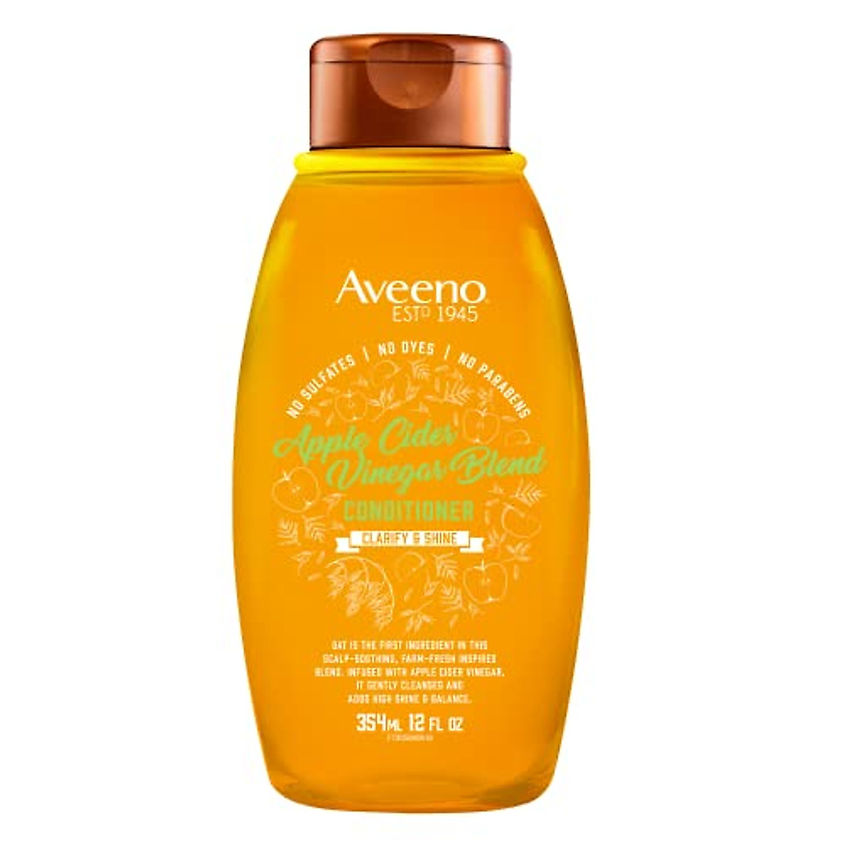 Aveeno Apple Cider Vinegar Sulfate-Free Conditioner for Balance & High Shine, Daily Moisturizing & Scalp Soothing Conditioner for Oily or Dull Hair, Paraben & Dye-Free, 12oz