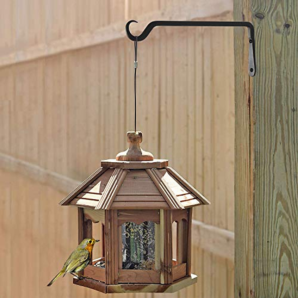 AILIN YELOKIE 4 Pack Premium Forged Wall Hook, Sturdy Hanging Plant Bracket, Elegant Hook for Bird Feeders, Planters, Lanterns, Wind Chimes Indoor Outdoor, Upgrade Black, 12 Inch.