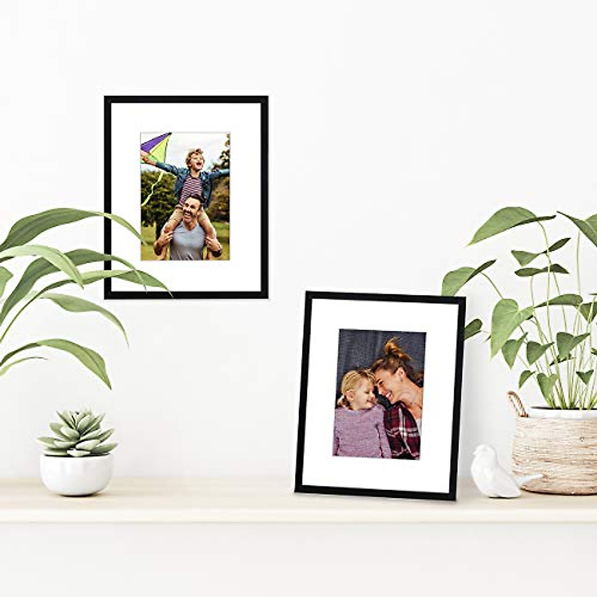 Americanflat 8x10 Picture Frame in Black - Thin Border 5x7 Picture Frame with Mat or 8x10 Frame Without Mat - Shatter Resistant Glass - Horizontal and Vertical Formats for Wall and Tabletop