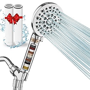 DOILIESE 6 Settings Shower Head with Handheld, High Pressure Shower Head Filter for Hard Water - 15 Stage Filtered Shower Head with Hose for Remove Chlorine Heavy Metals and Other Sediments (Chrome)