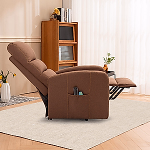 EUREKA ERGONOMIC Power Lift Recliner Chair for Elderly, Small Recliner Chair for Small Spaces, Power Recliner Chair for Living Room, Single Sofa with Infinite Adjust for Back and Footrest, Brown