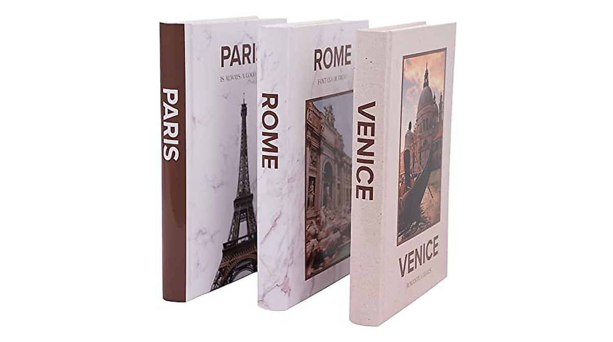 Decorative Travel Books Set of 3 for Home & Coffee Table Decor