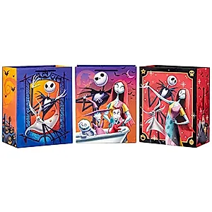 Hallmark Disney The Nightmare Before Christmas 13" Large Gift Bag Bundle (3 Bags: Jack Skellington, Zero, Sally, Lock, Shock and Barrel) for Halloween, Christmas, Birthdays
