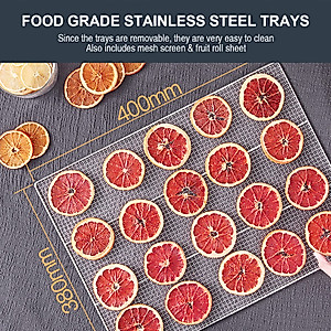 NutriChef Commercial Electric Food Dehydrator Machine | 20 Shelf Extra Large Capacity - Stainless Steel Trays | 2000-Watts, Digital Timer & Temperature Control | 18.11'' x 15.75'' x 31.89'' IN