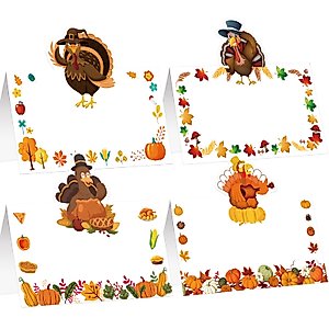 Thanksgiving Place Cards Turkey Tent Name Tags for Dinner Table Setting Party Supplies 24 Pcs