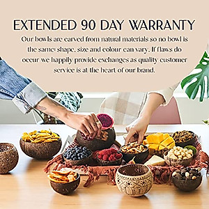 Cocobowlco Coconut Bowl & Wooden Spoons Bowl Set 2 - Birthday Gifts for Women - Coconut Bowls for Eco Friendly Kitchen Decor, Acai Bowls & Smoothie Bowls (Polished)