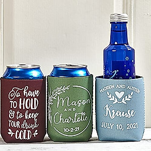 Customized Wedding Can Coolers Personalized Wedding Favors Monogram Can Holders (Custom – Assorted, 100 can Cooler)