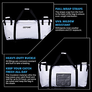 Goture Insulated Fish Cooler Bag, Monster Leakproof Fish Kill Bag, Portable Large Fishing Cooler Bag for Outdoor Travel with Drain Plug, Keep Ice Cold All day Long （58.3x11.8x23.6in）