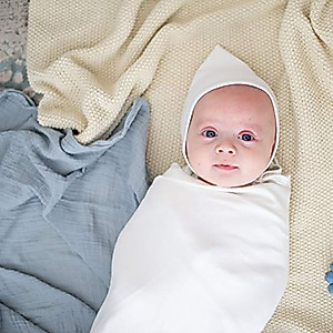 Ely's & Co. Cotton Muslin Swaddle Blanket 2-Pack for Baby Boy — 100% Cotton Muslin Extra-Large Swaddle Blankets (47” x 47”) Misty Blue, Solid & Dottie Design