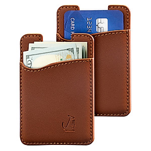 Wallaroo Wallets Slim Leather Card Holder Wallet - Brown, Minimalist, Thin, Front Pocket, Genuine Leather Credit Card Holder for Easy Work and Travel