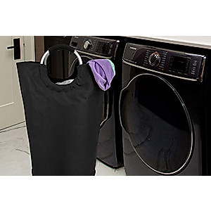 Collapsible Fabric Laundry Hamper - Portable, Foldable Large Capacity Laundry Basket, Durable Comfortable Padded Carry Handles, Self Standing Washing Bin, Folds Easily in Laundry Room Storage. (Black)