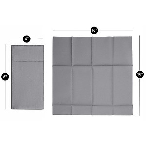 50-Pack Disposable Linen-Feel Dinner Napkins with Built-in Flatware Pocket, GRAY Prefolded Cloth Like Paper Napkins For Dinner, Wedding Or Party [Silverware NOT Included]