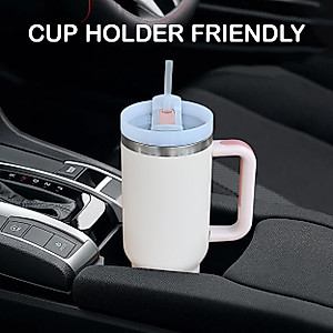 KEWIXY Halloween Ghost 40 Oz Tumbler With Handle and Straw, Stainless Steel Double Walled Vacuum Insulated Cup, Holiday Gifts for Women Men (Cute Ghost)