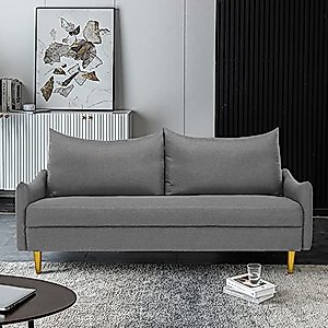 LCH 66.9" Modern Fabric Sofa, Upholstered Wood Base-Two-Cushion Design Furniture Suitable for Small Spaces, Living Room, Office, Soft Couch Easy to Install (Light Grey,Loveseat)