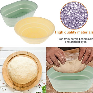 esidianzi 2Pcs Bread Proofing Basket Silicone Oval Dough Proofing Bowl Foldable Round Bread Dough Fermentation Container Reusable Heat Resistance Dough Proofing Trays for Home Kitchen(as Shown)