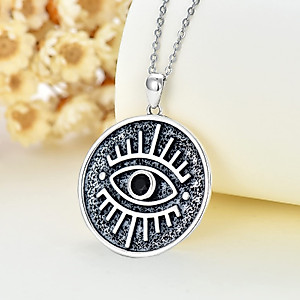 PDTJMTG Sterling Silver Evil Eye Necklace for Women Men Lucky Protection Gift