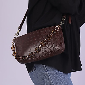 Wiwpar Handbag Acrylic Chain Shoulder Bag Replacement Chain Strap Accessories for Purse (Ivory-Gold)