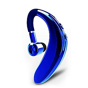 Heave Bluetooth V5.0 Headset,Wireless Earpiece 120 Hours Standby Time Handsfree Single Ear Business Earphone Ear Hook with Noise Canceling Mic for Workout Driving Home Office Blue
