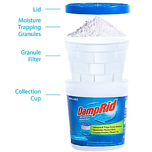 DampRid Fragrance Free Refillable Moisture Absorber - 10.5oz cup – Traps Moisture for Fresher, Cleaner Air