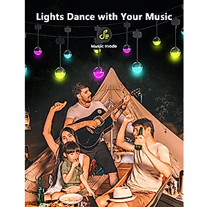 Lemon Summer String-Lights-55ft-RGBIC-Smart Multi-Color-Changing Waterproof-Outdoor-Dimmable-Remote - IP65 Shatterproof Patio Lights, 15 LED Bulbs with 213 Scene Modes, App Control, Connectable