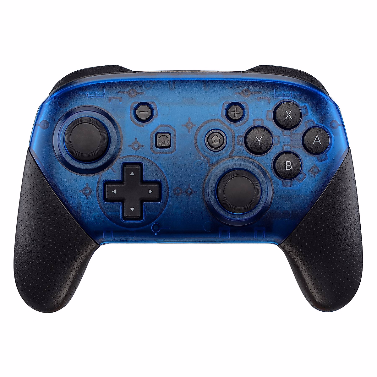eXtremeRate Transparent Blue Faceplate and Backplate for Nintendo Switch Pro Controller, DIY Replacement Shell Housing Case for Nintendo Switch Pro - Controller NOT Included