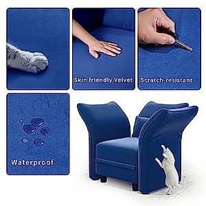 LLappuil Velvet Modular Sectional Sofa 127.7" 7-Seater U Shaped Couch with Storage, High Back Recliner Couches with Chaise for Living Room, Anti-Scratch Blue