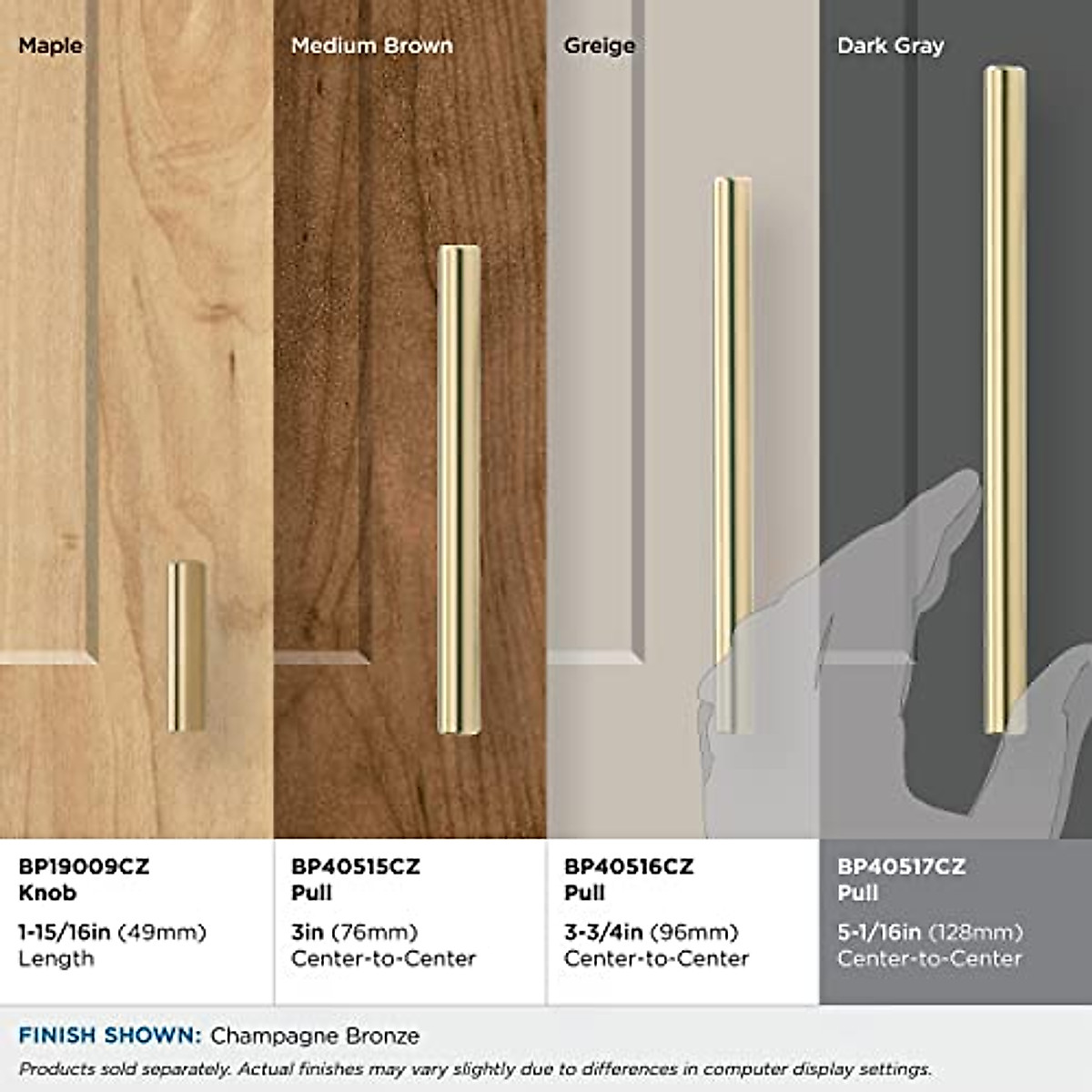 Amerock | Cabinet Pull | Champagne Bronze | 5-1/16 inch (128 mm) Center to Center | Bar Pulls | 1 Pack | Drawer Pull | Drawer Handle | Cabinet Hardware, BP40517CZ