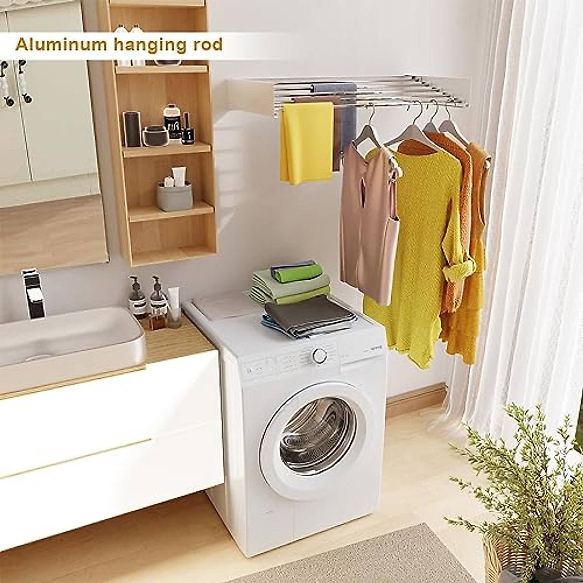 GLDDAO Drying Rack Clothing,Collapsible Drying Racks for Laundry,Wall Drying Rack,Laundry Hanger Dryer Rack,Folding Drying Racks for Laundry,Clothes Drying Rack Wall Mounted(White-31.5")