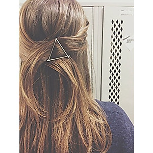 Minimalist Geometric Triangle Hair Clip, Dainty Hollow Metal Hairpin Clamps Accessories Barrettes Bobby Pin Ponytail Holder Statement (Gold and Silver)