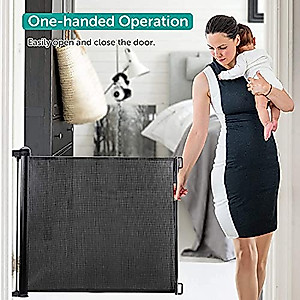 LIKOVSCI Magic Pet Gate Dog Gates for The House,Baby Cat Mesh Gates for Doorways,Kitchen,Living Room,Bedroom,Stairs,Easy Install Anywhere,8 Hooks