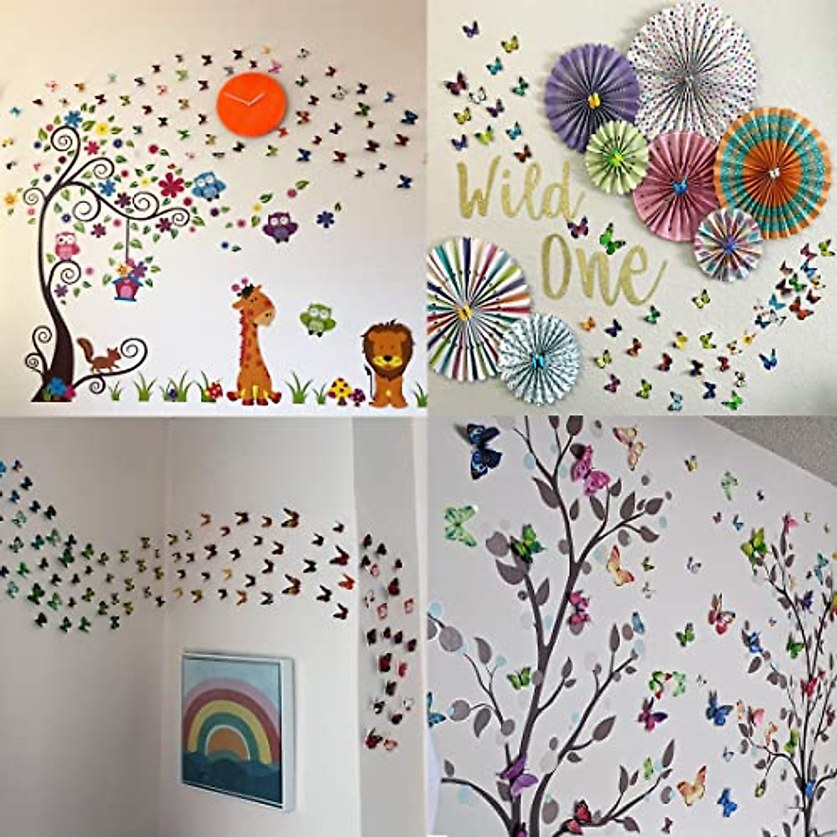 Heansun 80 PCS 3D Butterfly Wall Decor, 4 Styles Butterfly Wall Decals Removable Mural Stickers Butterfly Decorations for Home Room Bedroom Nursery Decor
