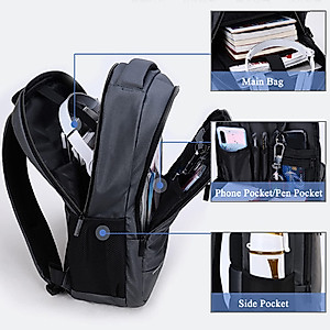 Vaupan Laptop Backpack, Business Travel Backpack with USB Charging Port, Durable Water Resistant College Bookbag Computer Bag Gifts for Men & Women Fits 15.6 Inch Notebook (Black)