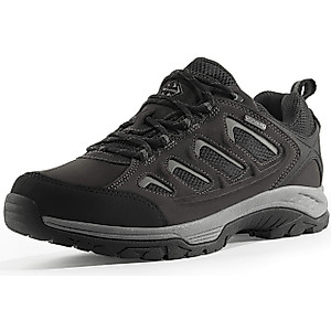 wantdo Men's Waterproof Hiking Shoes Wide Breathable Slip Resistant T Trekking Shoes Black