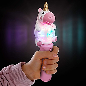 ArtCreativity Unicorn Wand - 9.5 Inch Light Up Spinning Wand with LEDs - Fun Pretend Play Prop for Kids - Unicorn Light Up Spinner Wand - Best Birthday Gift for Girls and Boys - Batteries Included
