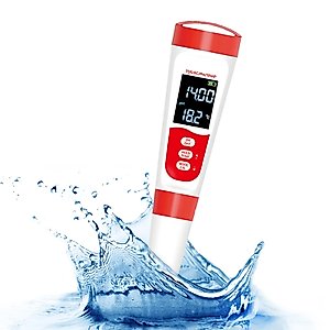 Suyaequt PH Meter, Digital 4 in 1 PH EC TDS Temp Meter for Water Hydroponics, 0.01 pH Accuracy Tester for Household Drinking, Pool and Aquarium