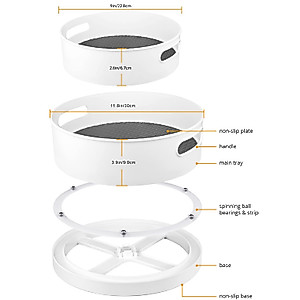 Semlos 2 Pack Lazy Susan Organizer - 9" & 12" Lazy Susan Turntable for Cabinet, Save Space, Non-Skid Lazy Susan Turntable, Plastic Lazy Susan for Kitchen, Cabinet, Pantry, Office, Bathroom