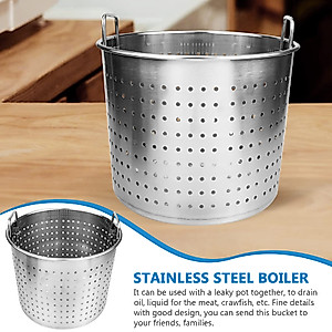 Angoily Crawfish Leaky Pot Crawfish Seafood Pot Stainless Steel Crawfish Pot Heavy-duty Stock Strainer Basket Stock Pot Insert Seafood Boil Pot for Outdoor Cooking Accessories Silver Bayou Boiler