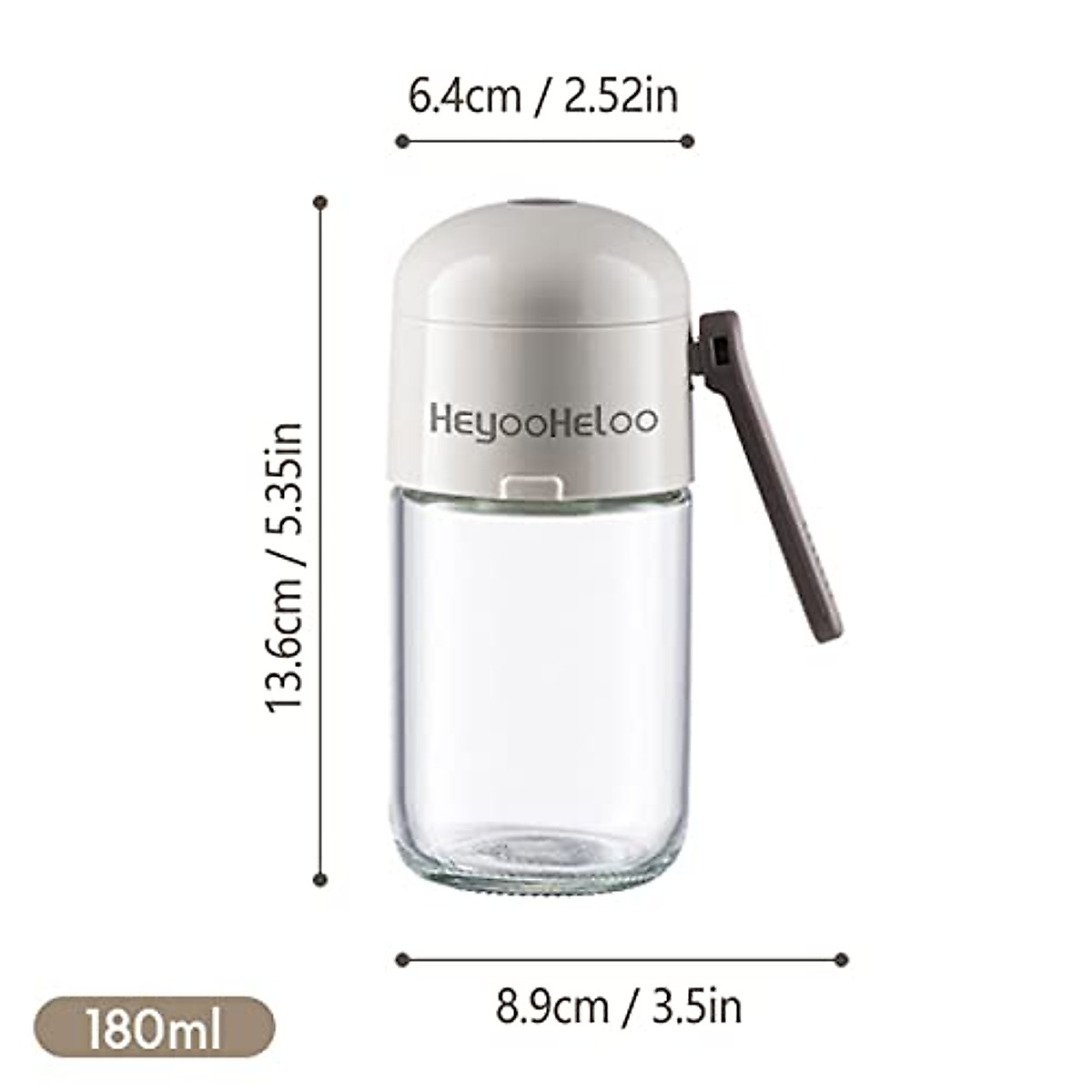 HeyooHeloo Precision Salt Dispenser with Moisture-Proof Glass Seasoning Jar,Perfect for Salt, Spice, Pepper (M)