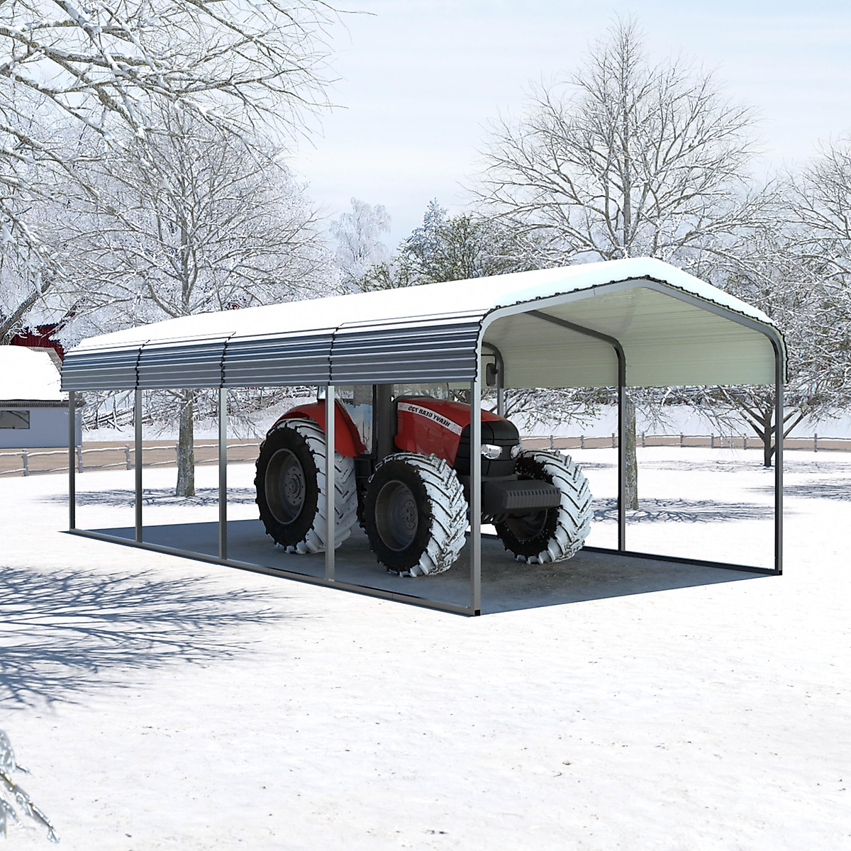 MUPATER Outdoor Carport, 12' x 20' Heavy Duty Canopy for Garage,Car Garage Shelter with Galvanized Metal Roof and Frame for Car, and Boat, Grey