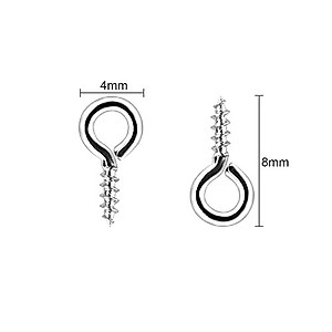 500PCS Small Screw Eye Pins, 4 x 8mm Small Eye Hooks for Jewelry Making, Eyelets Screw Threaded Clasps Hooks for Doing Art DIY, Mini Metal Hoop Peg/ Bracelet Connectors Excellent Jewelry Eye Screws